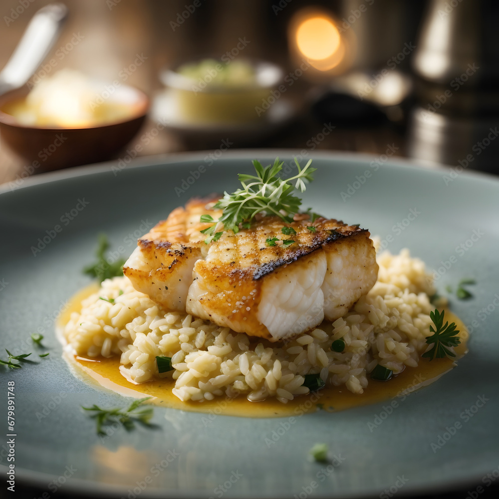 Pan-Fried Cod with Rice - A Crispy Seafood Delight Stock Photo | Adobe ...