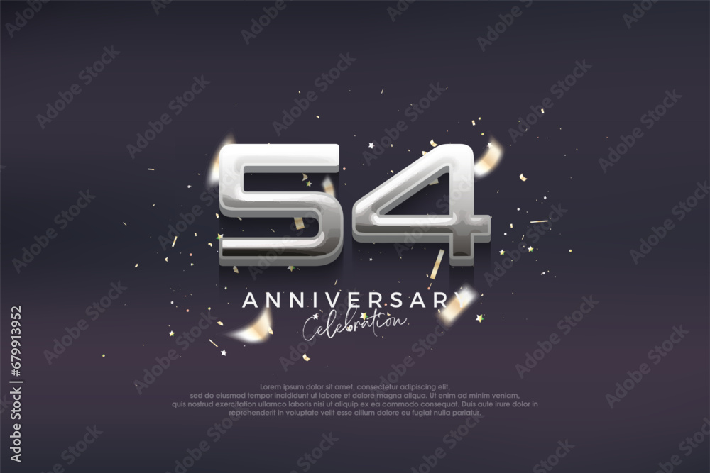 Modern and elegant 54th anniversary celebration design. with modern ...