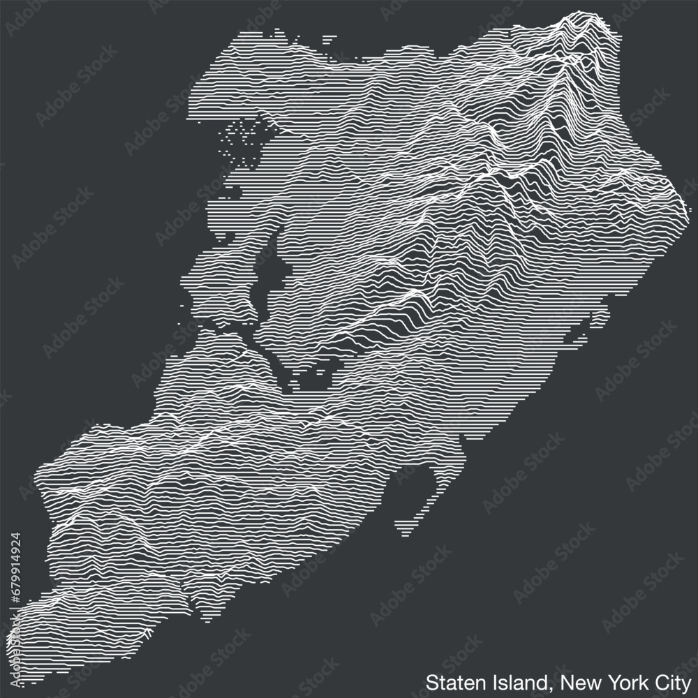 Topographic exaggerated relief map of the borough of the STATEN ISLAND ...