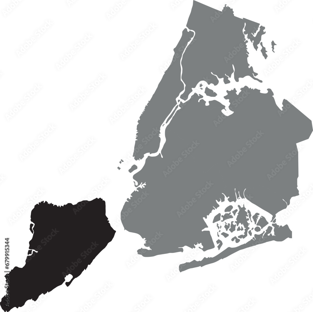 Black flat blank highlighted location map of the STATEN ISLAND BOROUGH ...