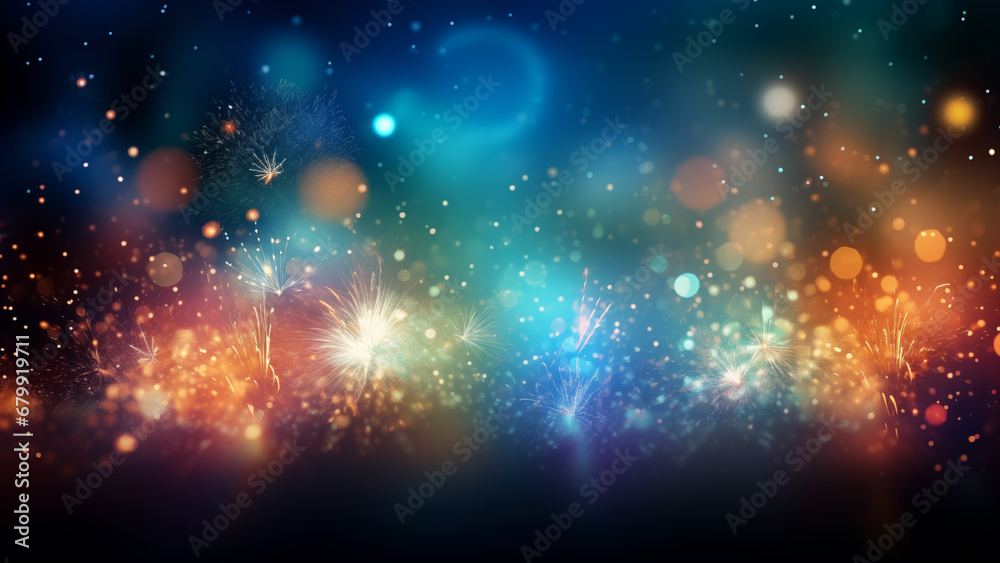 Gorgeous image of fireworks launched among the stars in the night sky ...