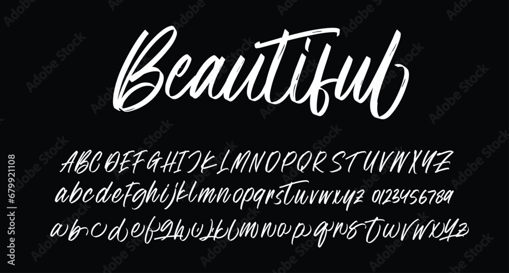 Font Script Cool Texture Brush Font Type lettering handwritten Stock ...