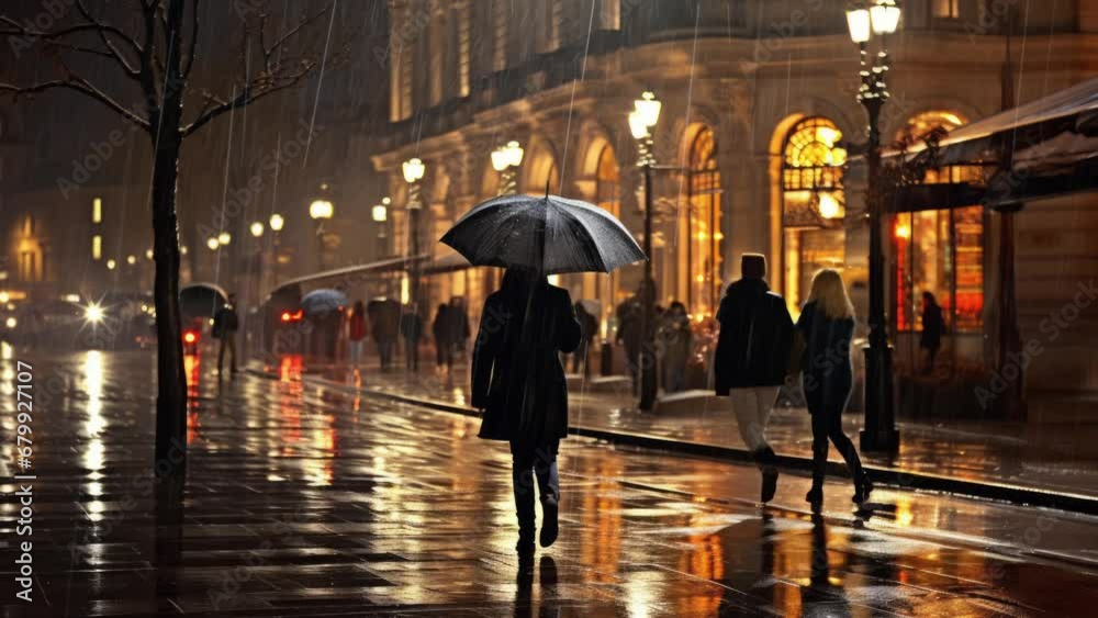 Seamless loop animation. People, Photographer in the Rain, Standing ...