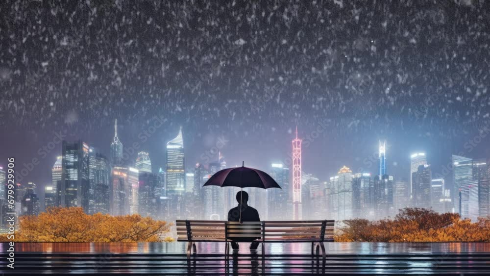 Seamless loop animation. People, Park Bench Reader, Standing Rainy ...