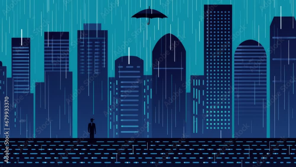 Seamless loop animation. People, Singing in the Rain, Standing Rainy ...