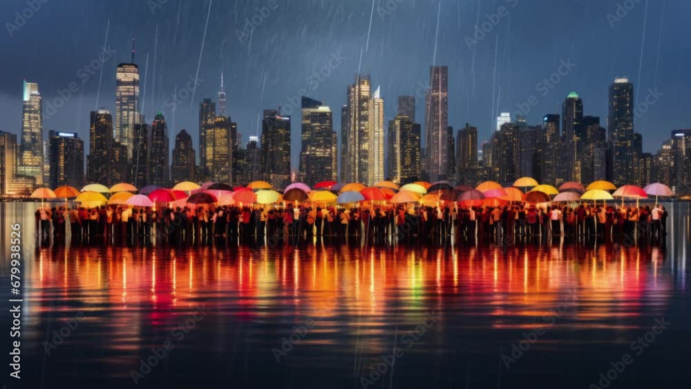 Seamless loop animation. People, Family Reunion, Standing Rainy Night ...