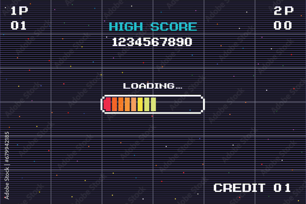 LOADING .pixel art .8 bit game. retro game. for game assets in vector ...