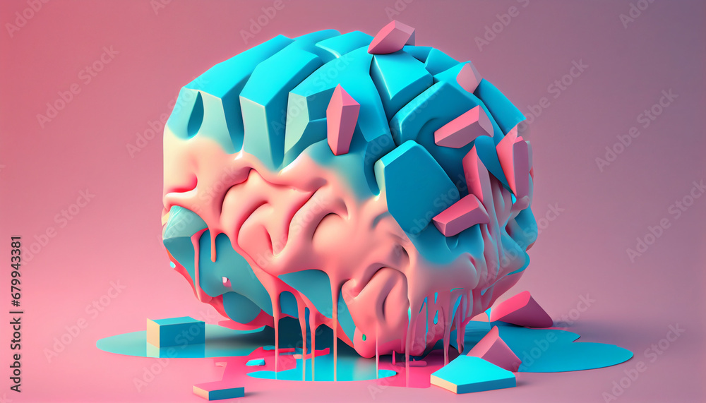 Pink and blue pastel background with an illustration of an abstract ...