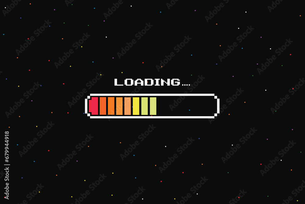 LOADING .pixel art .8 bit game. retro game. for game assets in vector ...
