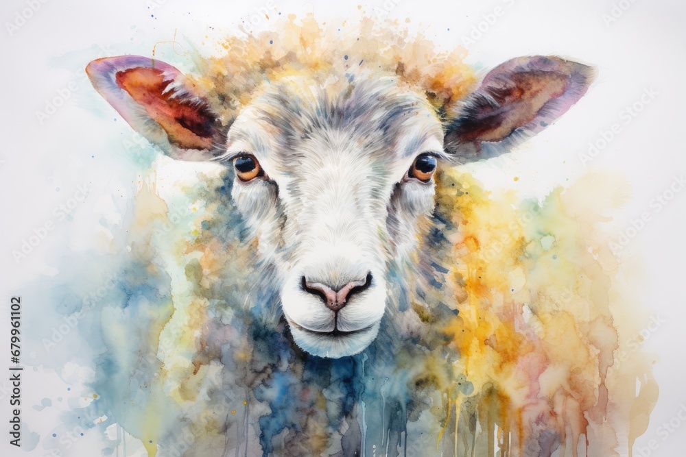 watercolor Sheep Cute sheep watercolor illustrations Cute goat hand ...