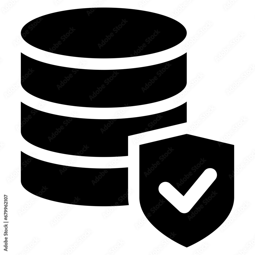 Black Single Database Protection Icon Simple Digital Data Security Flat Design Svg Vector