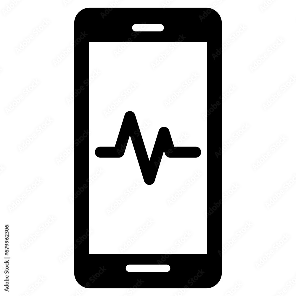 Black single life pulse monitor icon, simple digital cardiac care ...