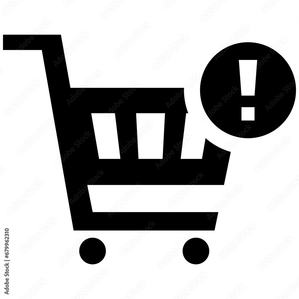 Single shopping cart alert icon, simple purchasing warning flat design ...