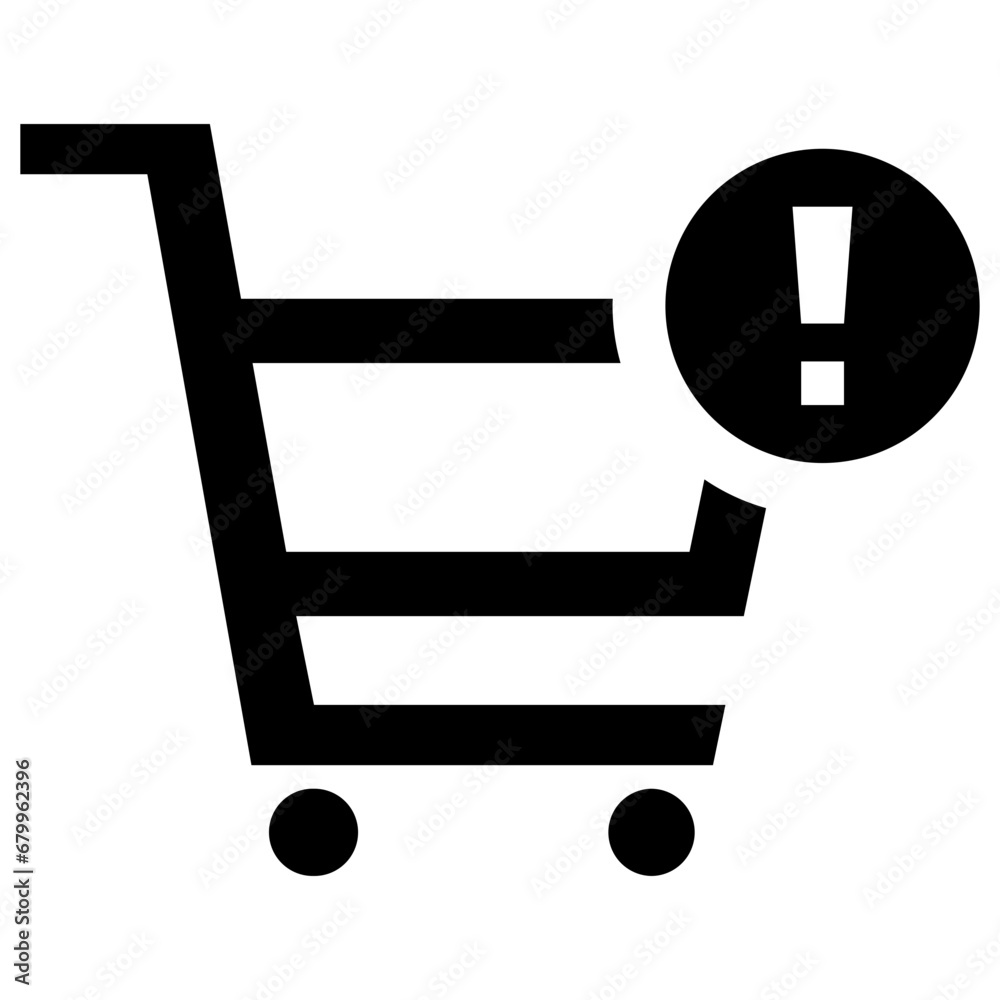 Single shopping cart alert line icon, simple purchasing warning flat ...