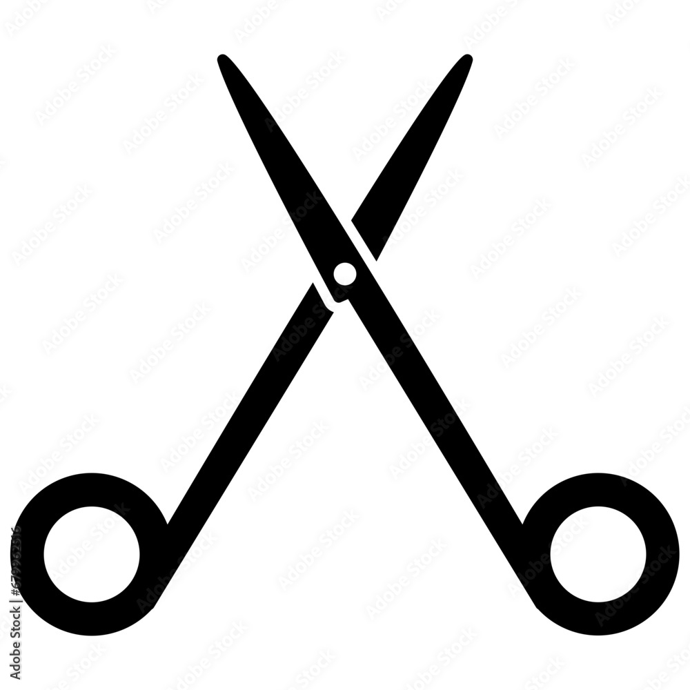 Black open surgery scissors icon, simple outline cutting tool flat ...