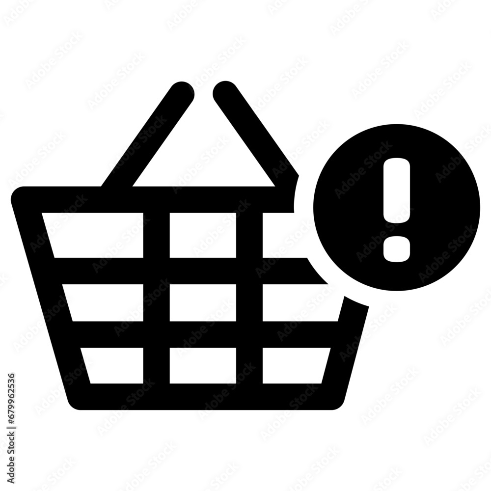 Single shopping basket alert line icon, simple purchasing warning flat ...