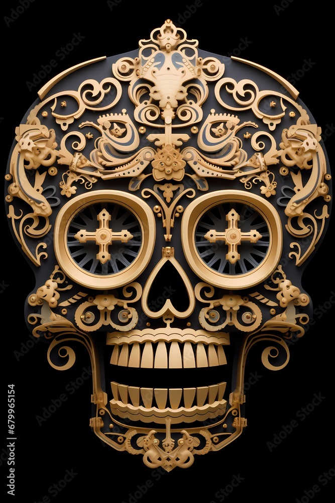 Huitzilopochtli, The Aztec Sun God. Black paper with intricate and ...