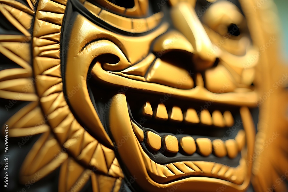 Huitzilopochtli, The Aztec Sun God. Black paper with intricate and ...