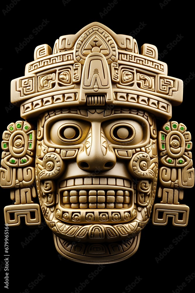 Huitzilopochtli, The Aztec Sun God. Black paper with intricate and ...