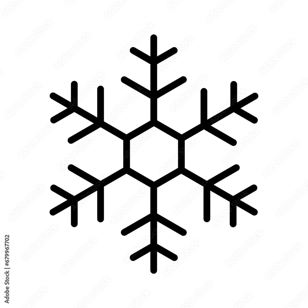 Black single snowflake line icon, simple freeze temperature flat design ...
