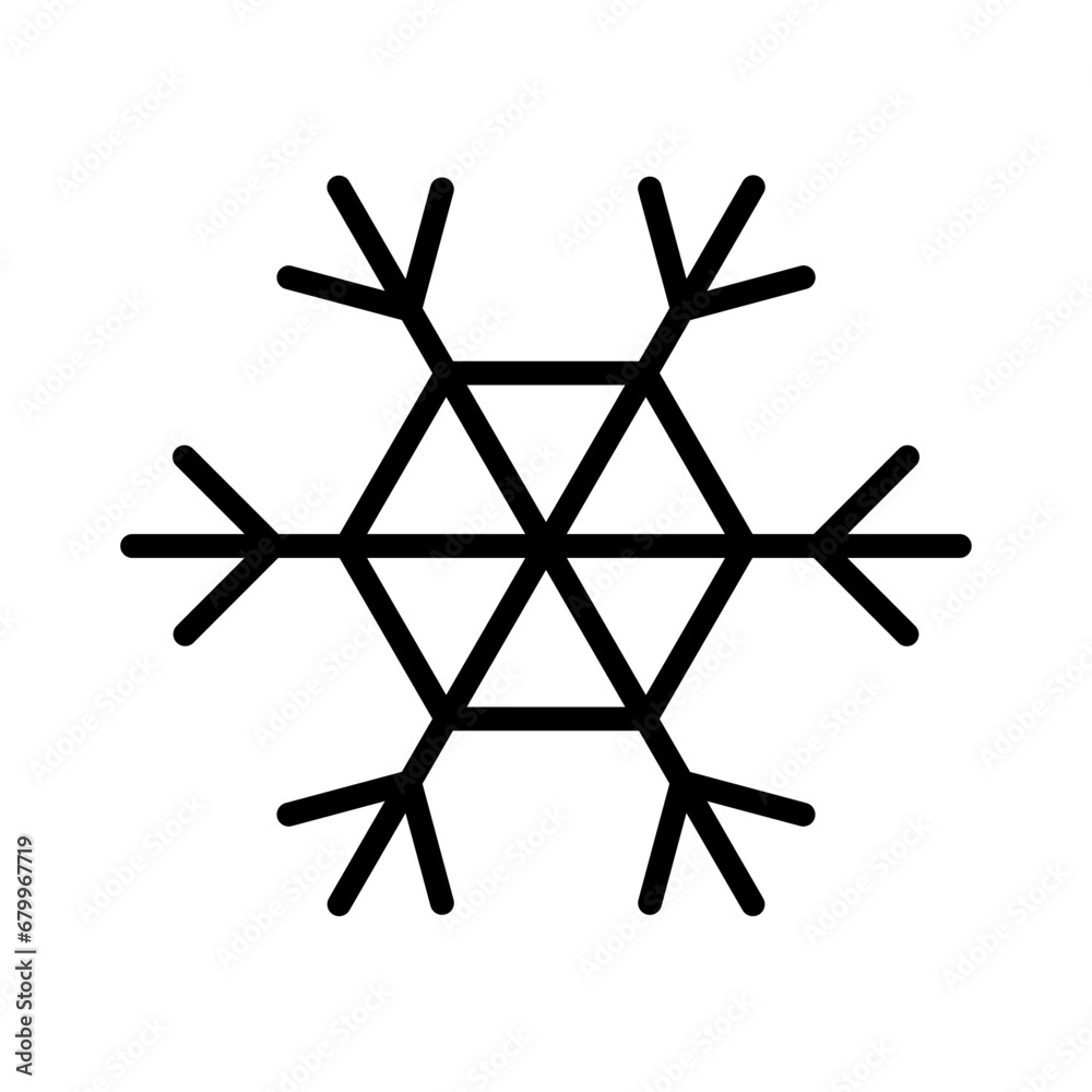 Black single snowflake line icon, simple freeze temperature flat design ...