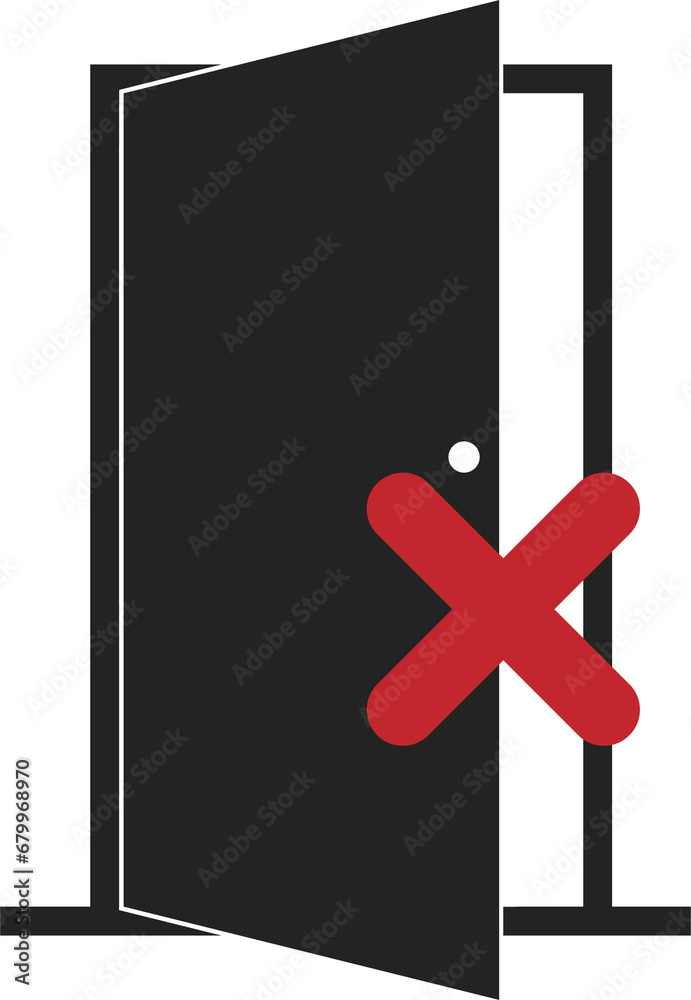 Isolated pictogram round sign of keep door closed, do not open door ...