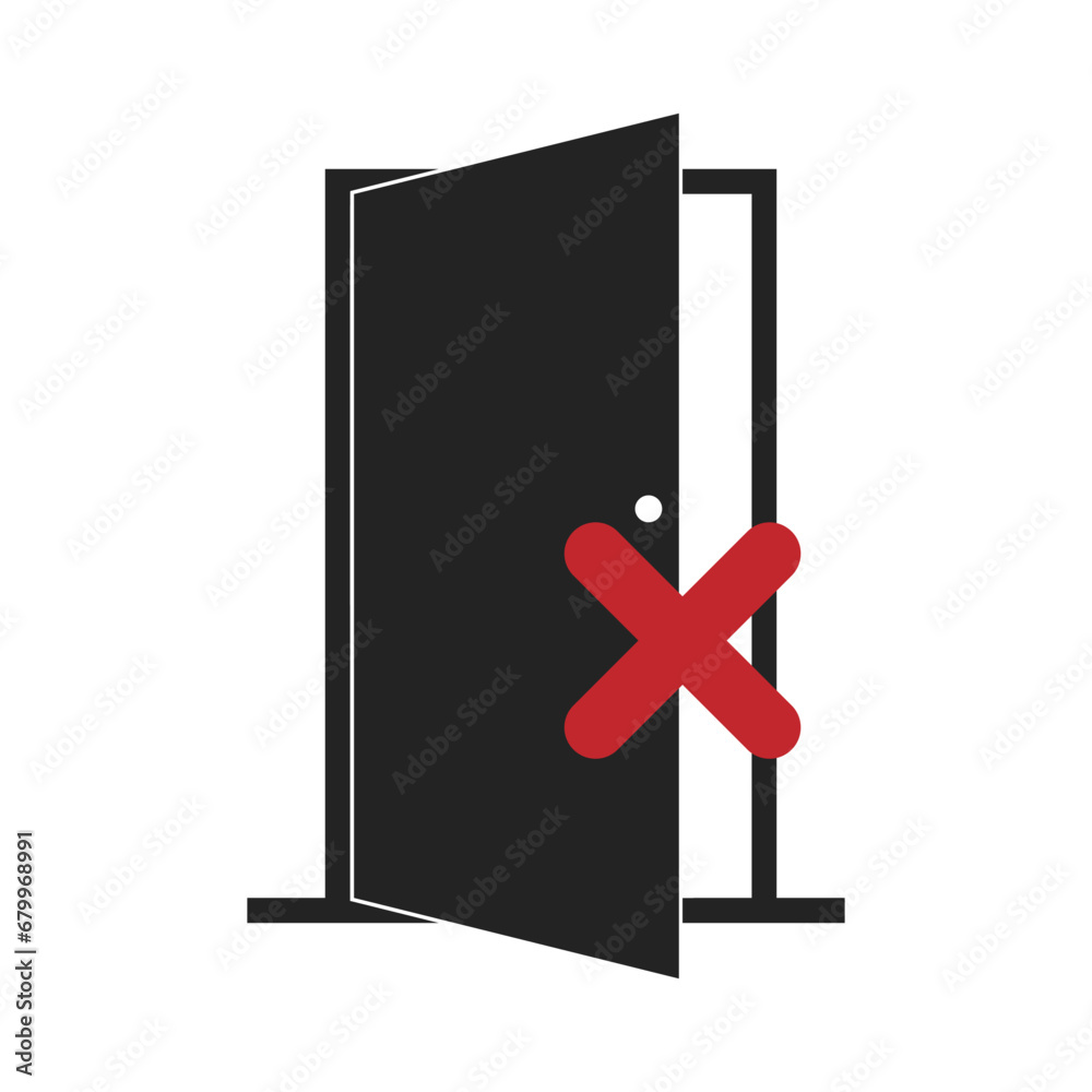 Isolated pictogram round sign of keep door closed, do not open door ...
