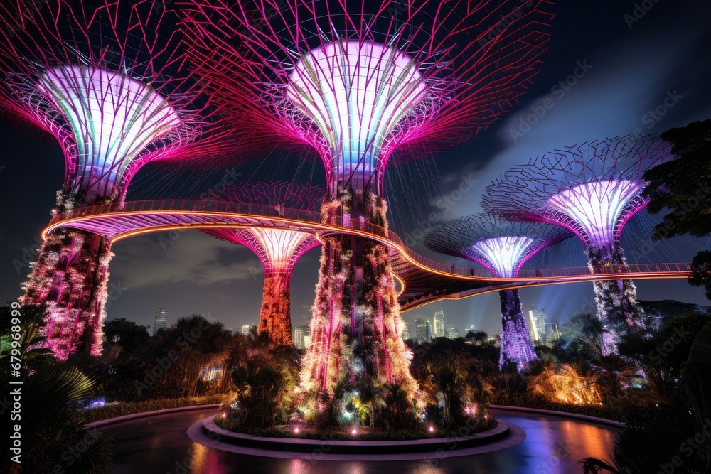 Supertree Grove at Gardens by the Bay in Singapore, Supertrees at ...