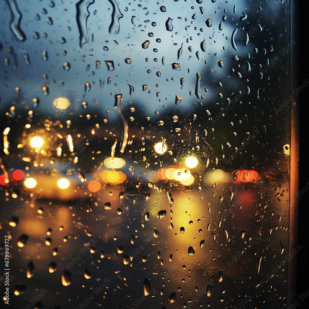 AI-Generated Image: View Through Rain-Streaked Windowpane Droplets ...