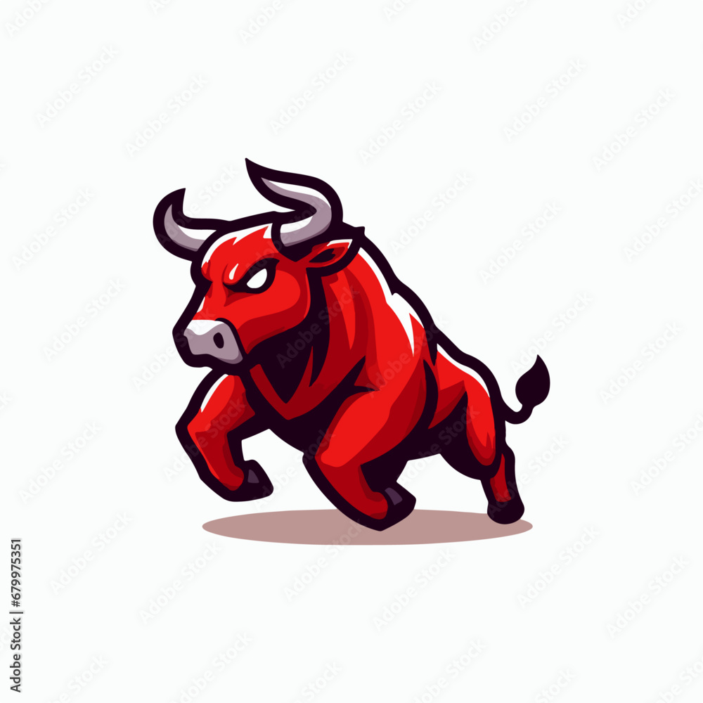 strong mascot logo of red bull, Strong Red Bull Mascot Logo, Ai ...