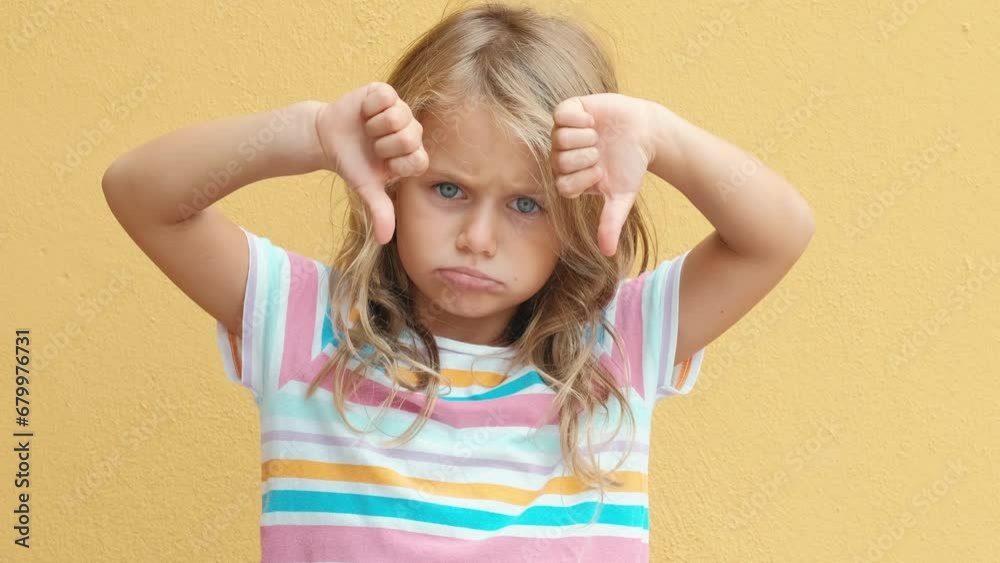 Children negative emotions. Little emotional child girl with Refusal ...