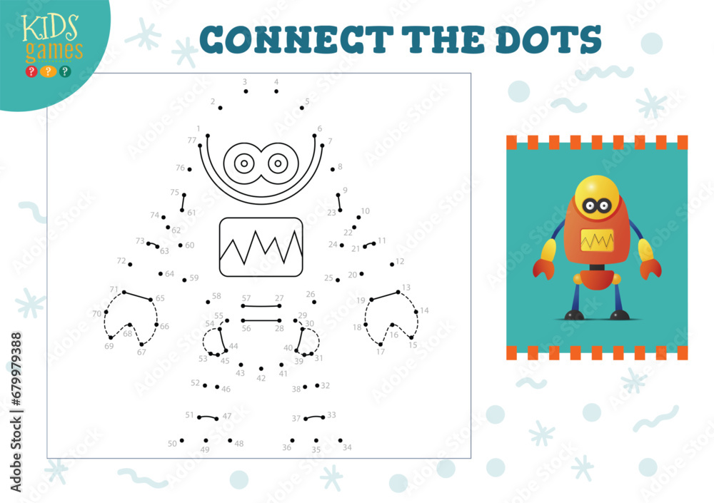 Connect the dots kids game vector illustration. Kindergarten children ...