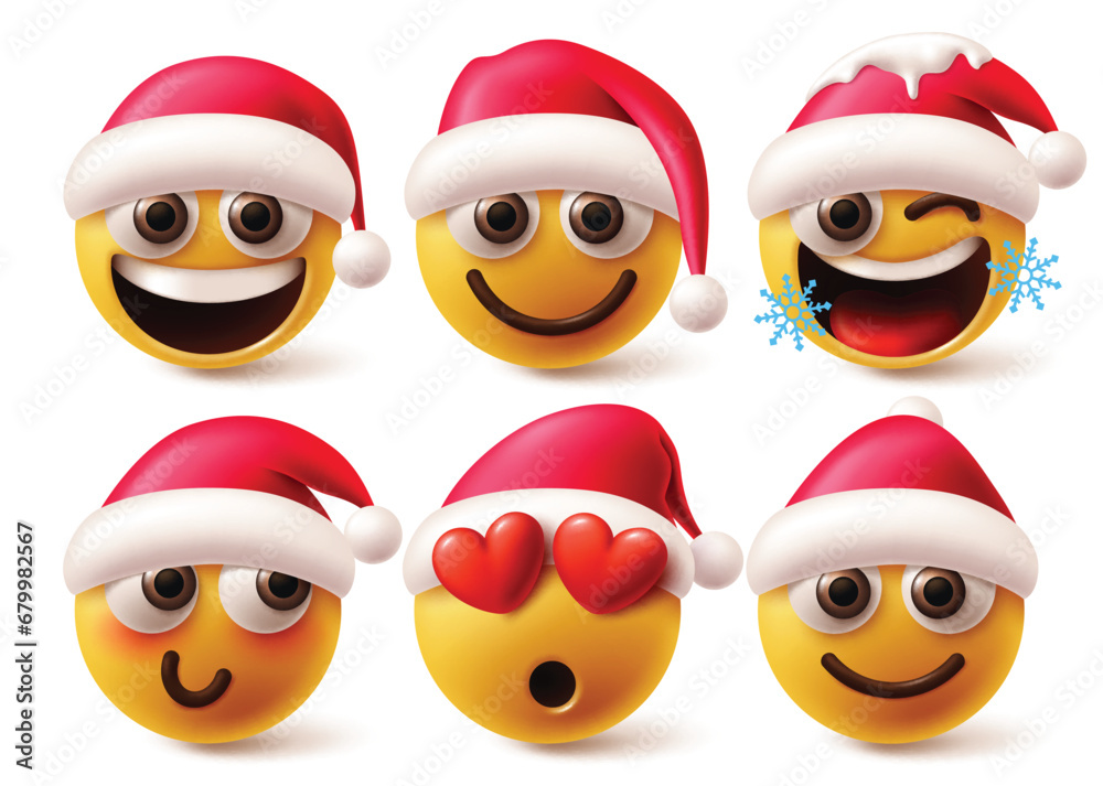 Christmas emoji santa claus vector set. Christmas emoticons and emojis ...
