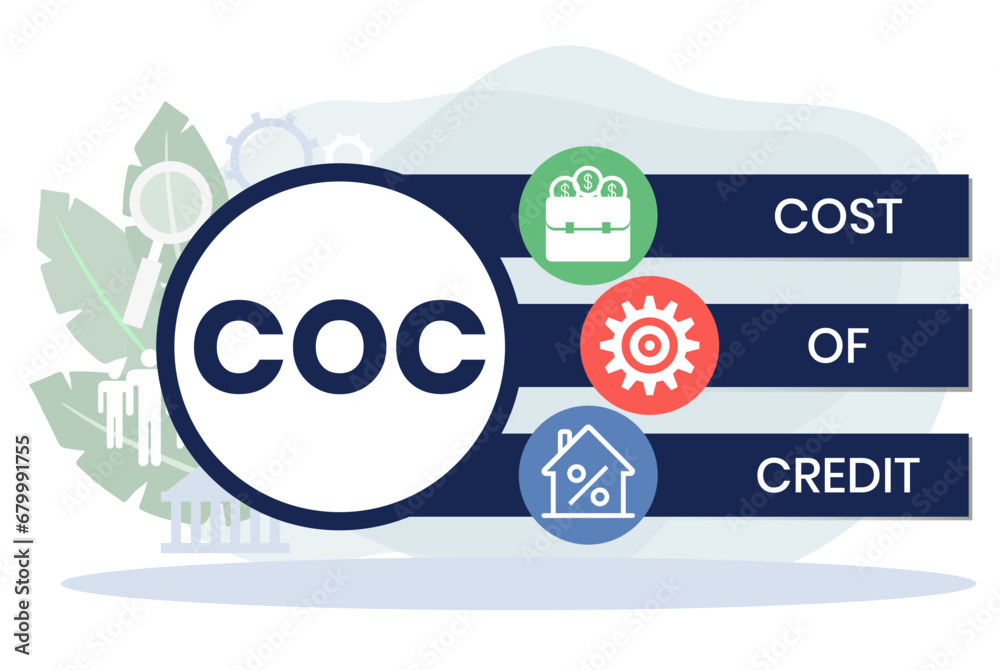 COC Cost Of Credit acronym. business concept background. vector ...