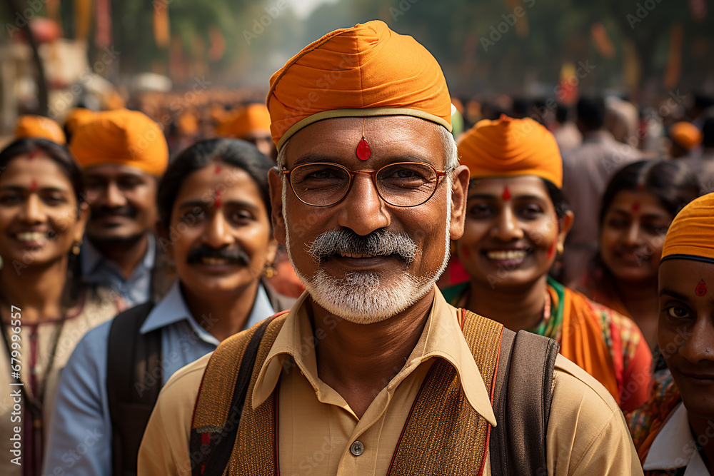 portraits of elderly people of Indian origin celebrating the republic ...