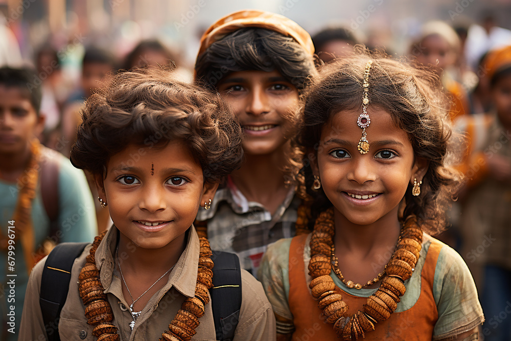 portraits of children of Indian origin celebrating the republic day of ...