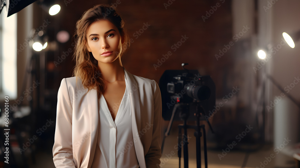 A fashion model posing for a photoshoot, profession background, job ...