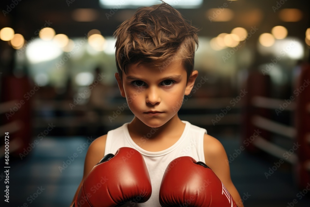 Little boy punching boxing in gym. Stock Photo | Adobe Stock