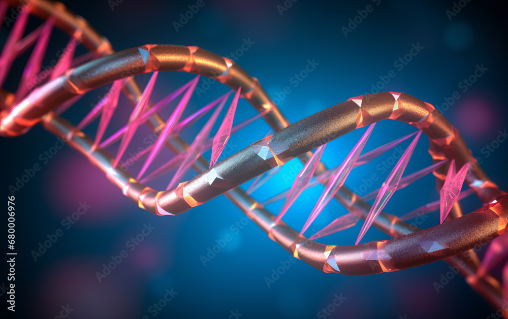 Expanded the genetic molecular structure of DNA. Digital illustration ...