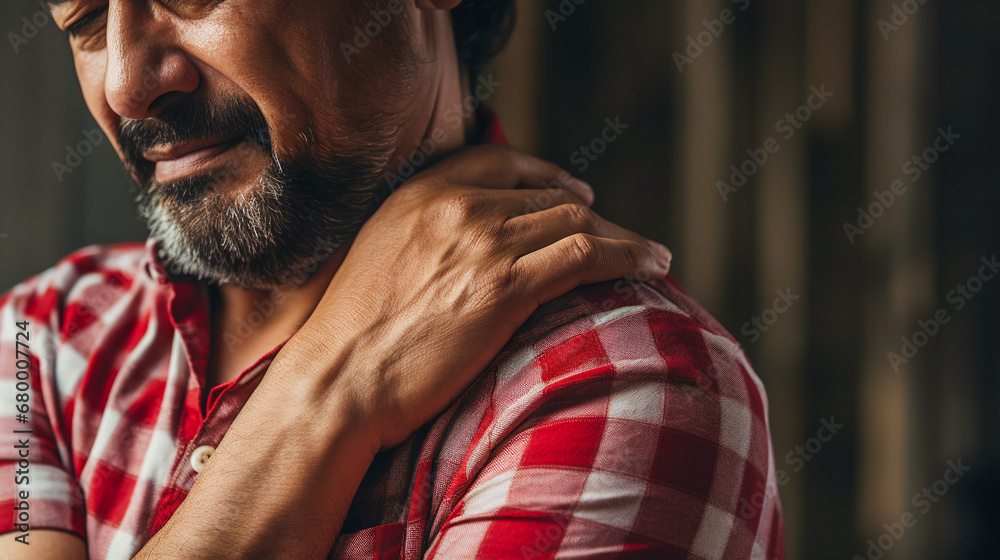 diseases and illnesses - man with face distorted in pain holds one hand ...