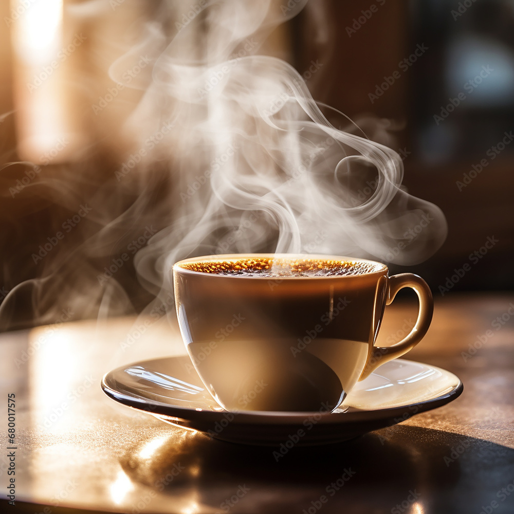 AI-Generated Image Steamy Coffee Up-Close Steam Rising Coffee Cup Tea ...