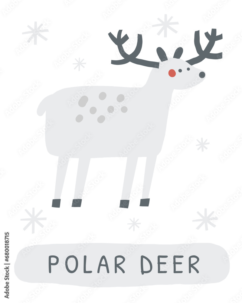 Winter flashcard. Learning English words for kids. Cute hand drawn ...