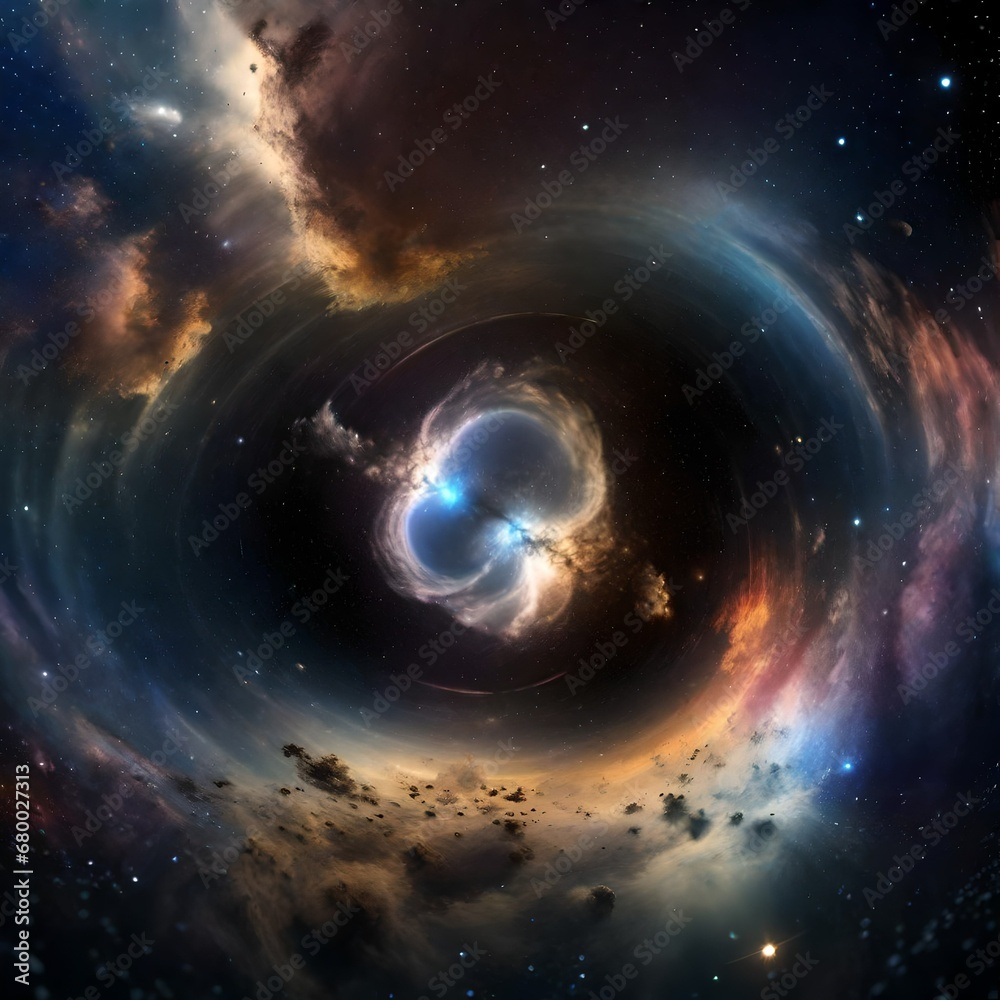 360 degree space nebula panorama, equirectangular projection ...