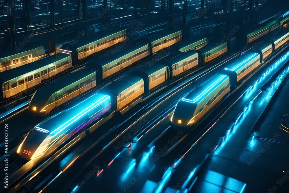imagine Futuristic transportation system with magnetic levitation ...