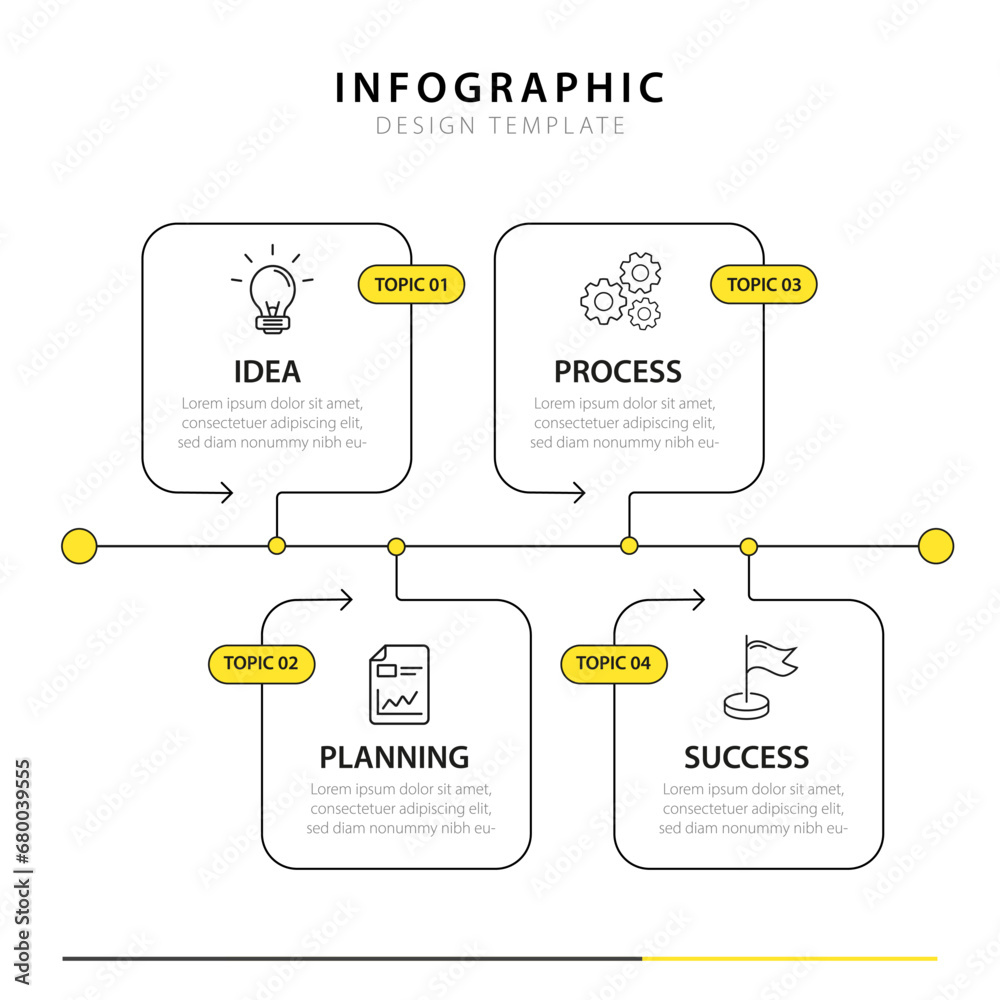 Timeline Creator infographic template. 4 Step timeline journey ...