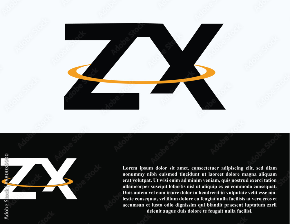 ZX Letter Logo Design. Initial letters ZX logo icon. Abstract letter ZX ...