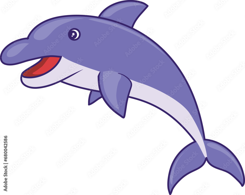 Dolphin cartoon illustration isolated on transparent background. Funny ...