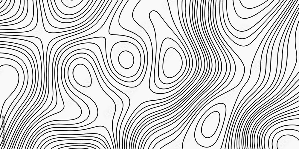 Abstract Topographic Map in Contour Line Light stripes on a white ...