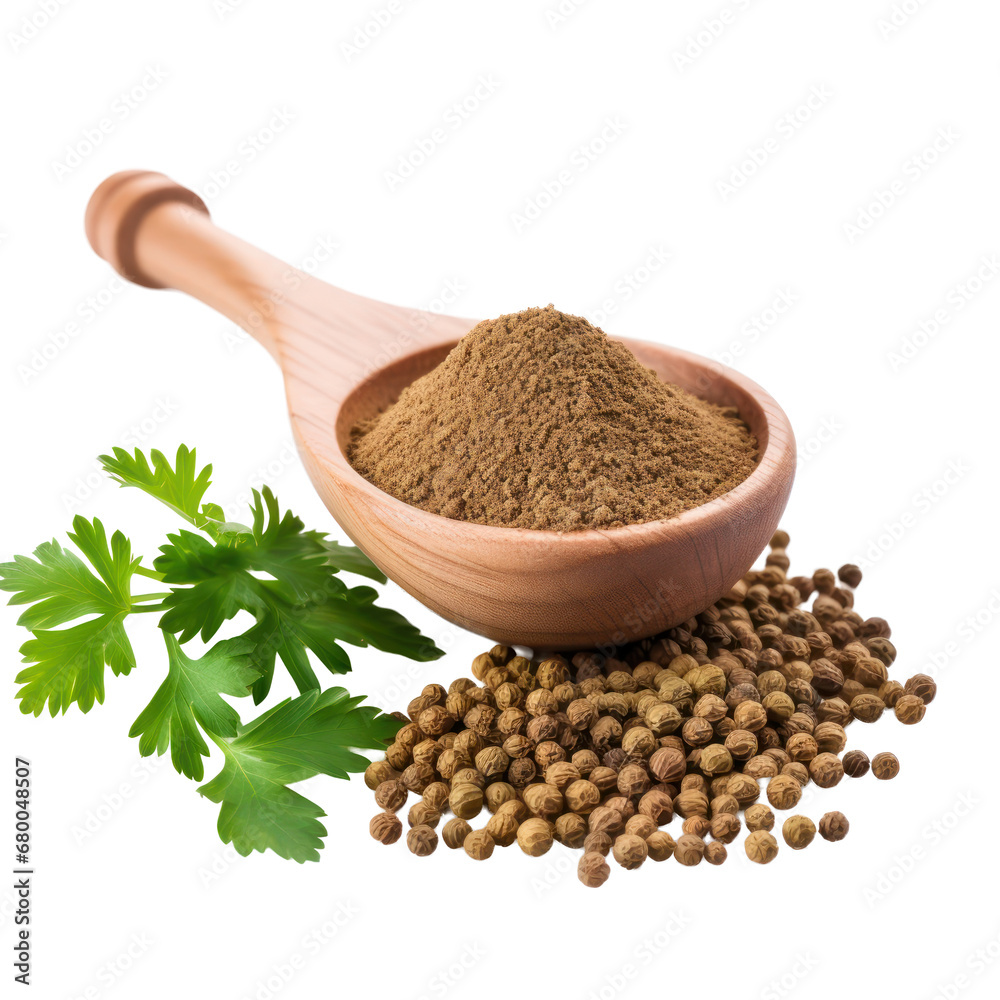 coriander powder,coriander ground pile isolated on transparent ...