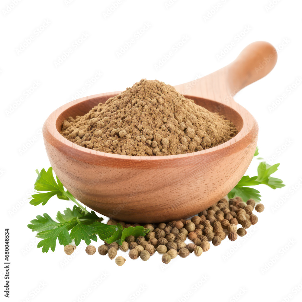 coriander powder,coriander ground pile isolated on transparent ...